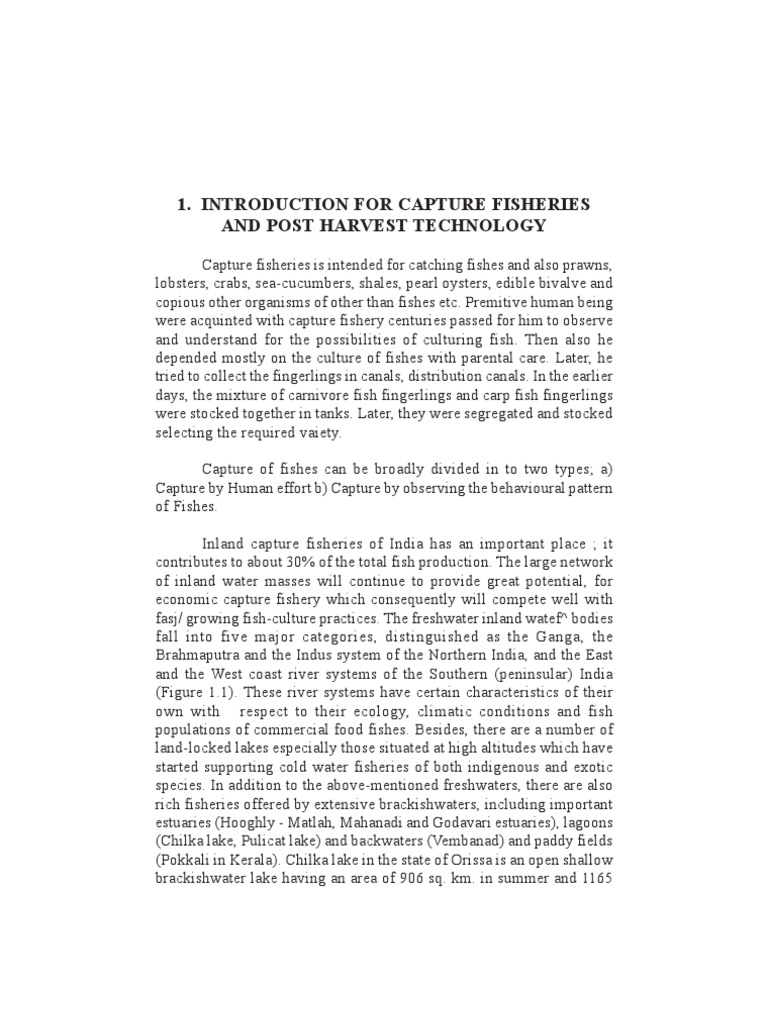 Capture Fisheries and Post Harvest Technology | Food Preservation ...