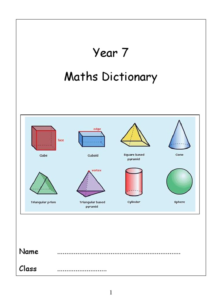 Year 7 Maths Dictionary | PDF | Fraction (Mathematics) | Shape