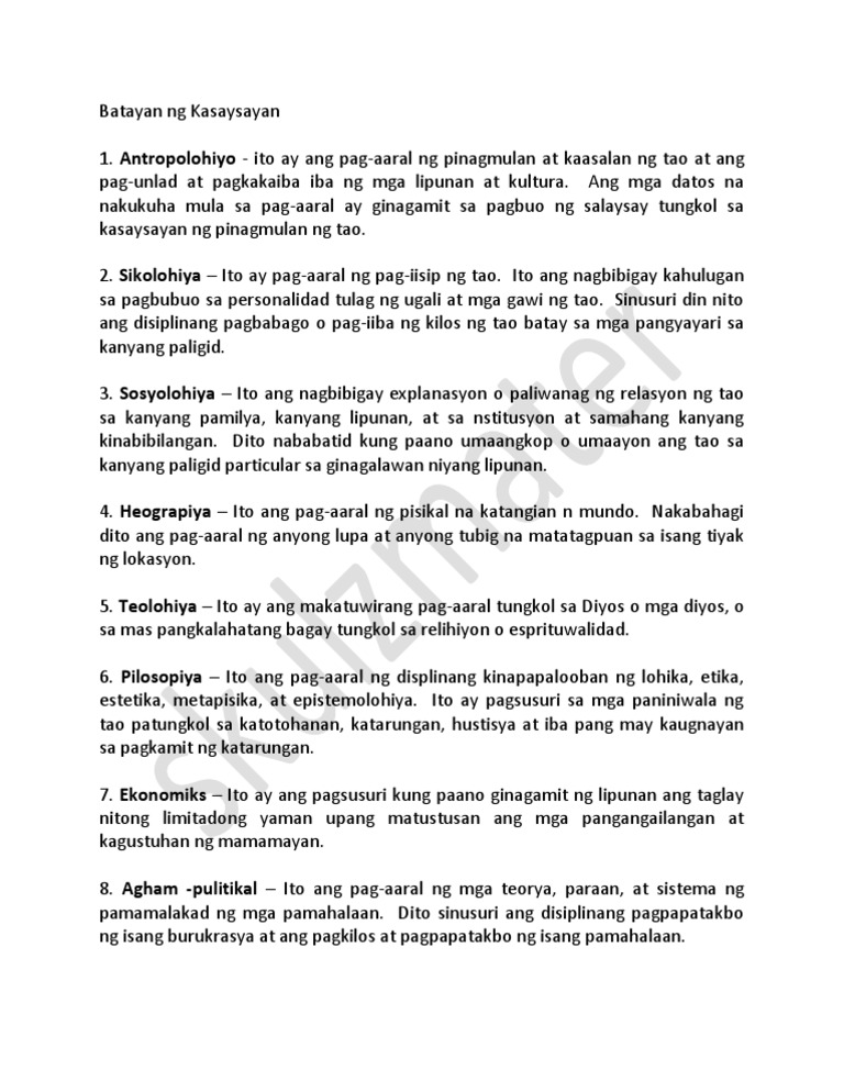 Batayan NG Kasaysayan | PDF