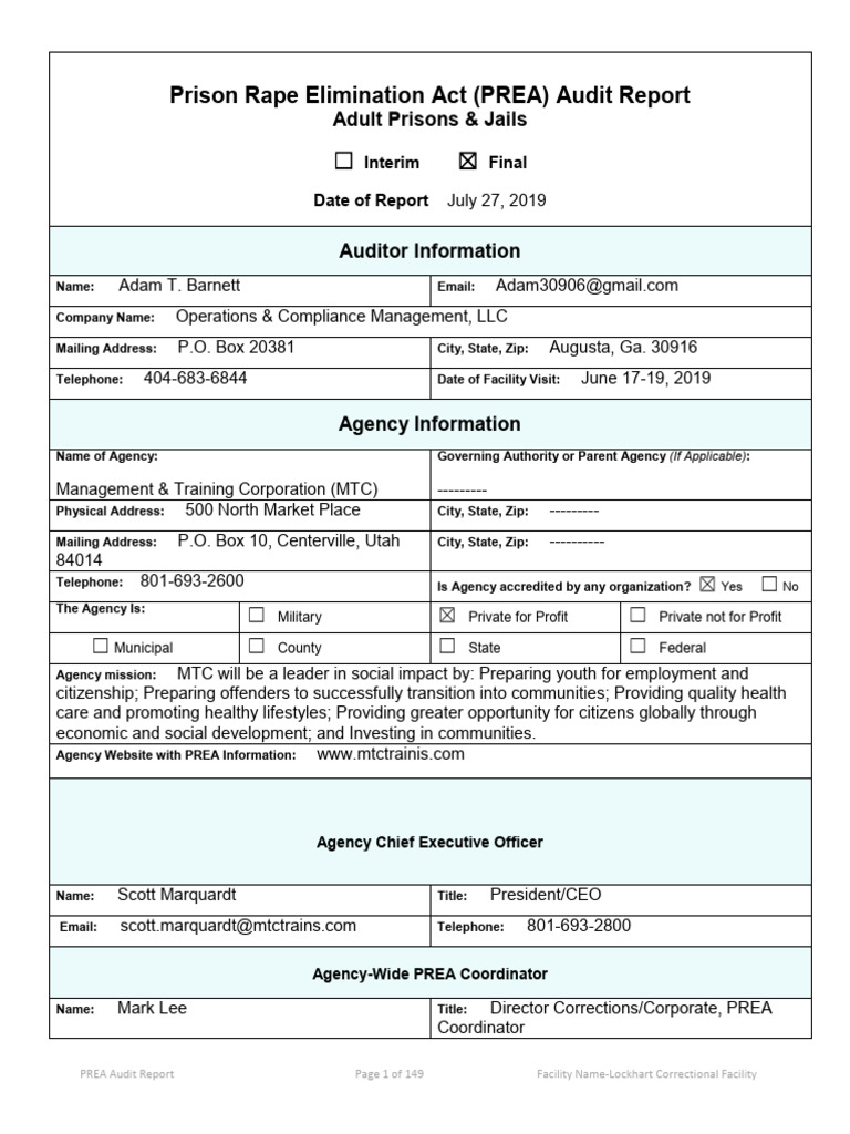 Lockhart Correctional Facility 2019-06-19 | PDF | Prison | Audit