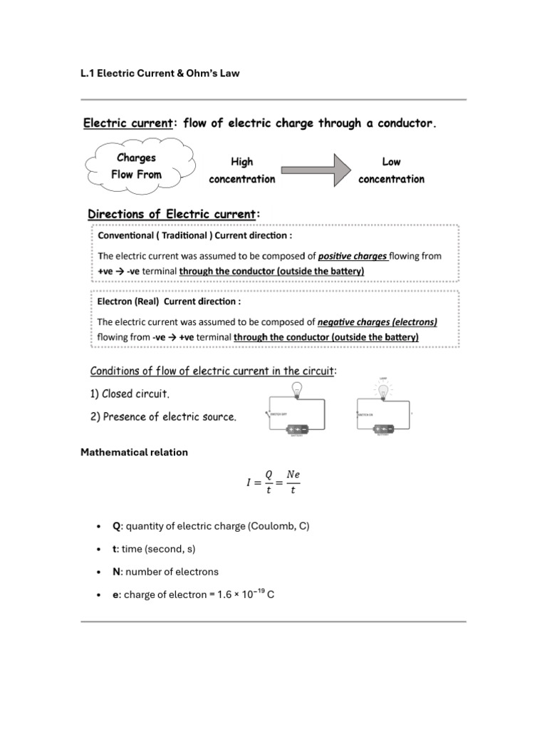 Electricity Notes Practice | PDF | Voltage | Electric Current
