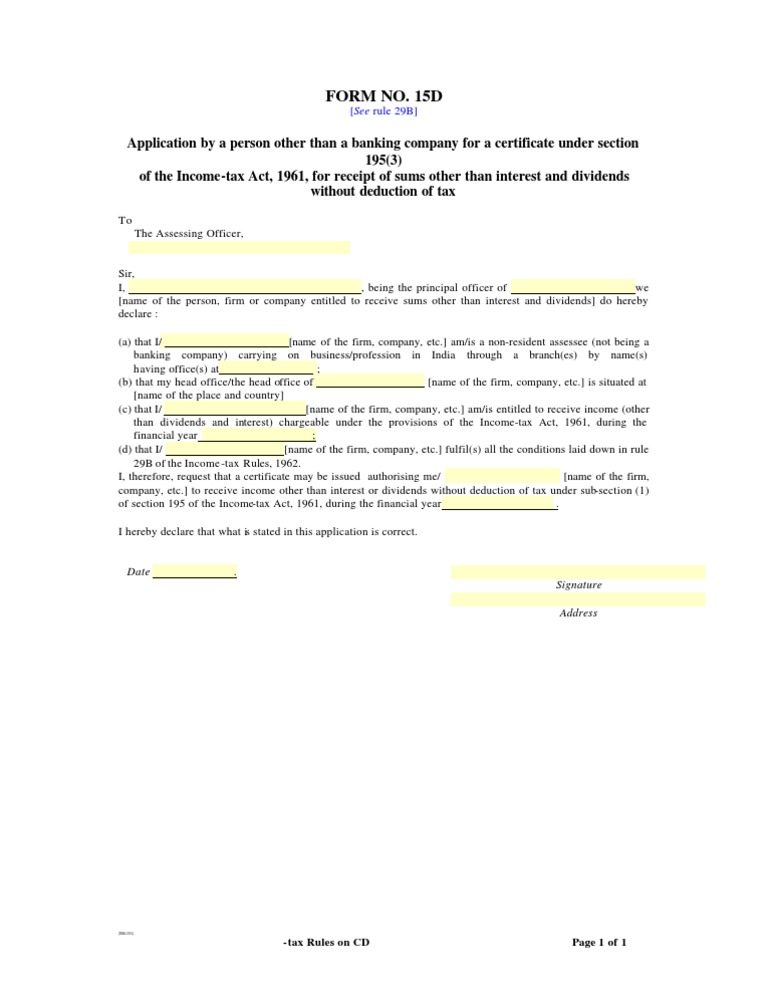 Form 15D Application for Tax Certificate | PDF | Business | Law