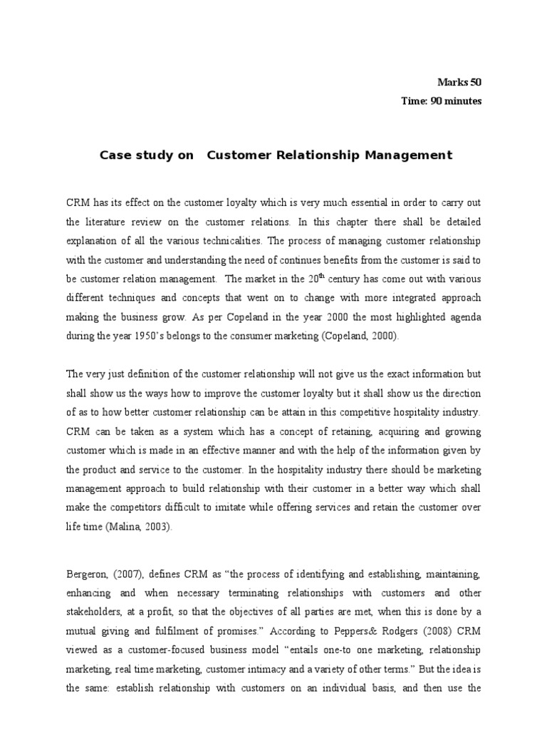Customer Relationship Management Case Study | PDF | Customer ...