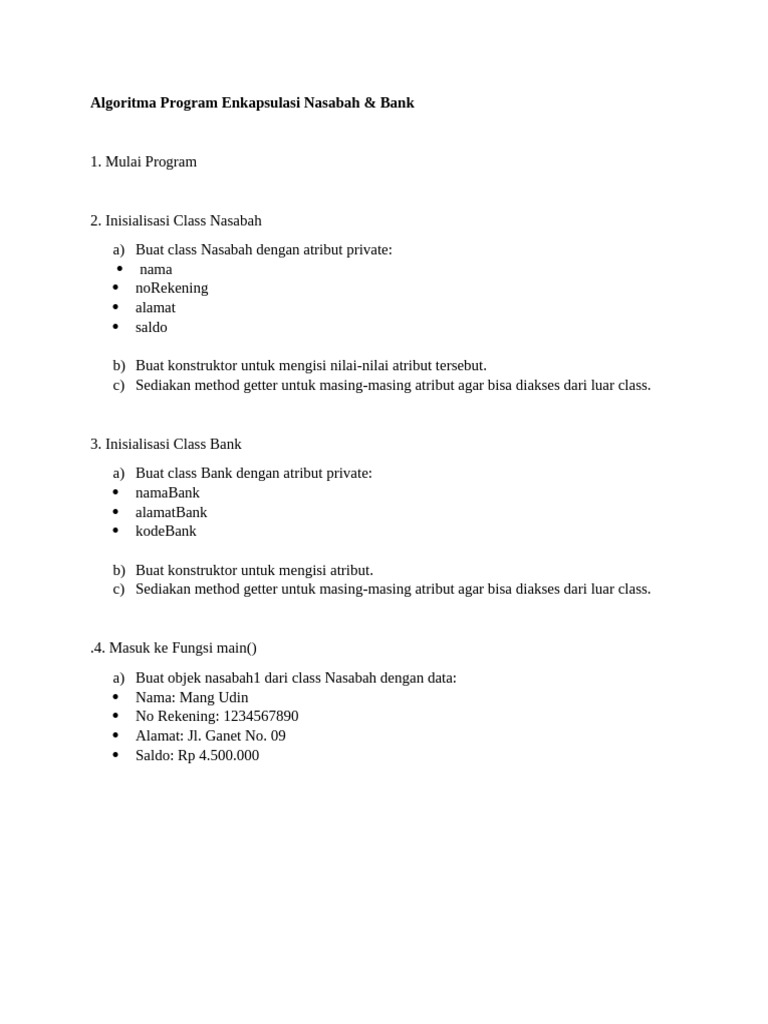 Algoritma Program Enkapsulasi Nasabah-TugasKelompok | PDF