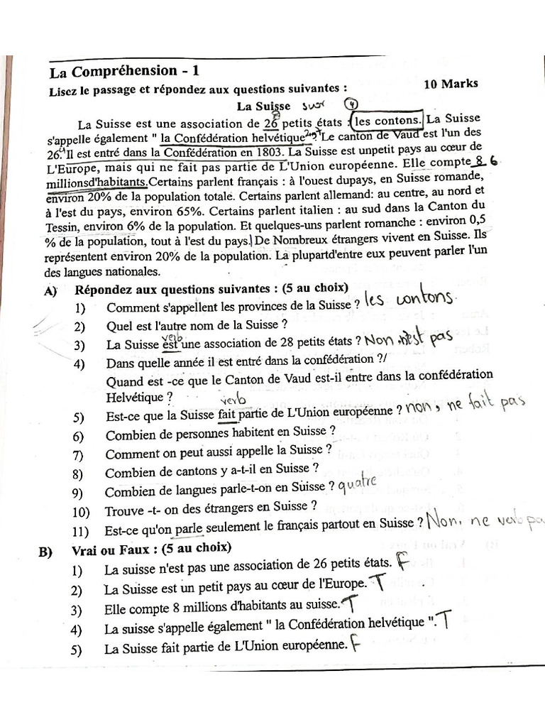 Comprehensions French 2nd Year | PDF