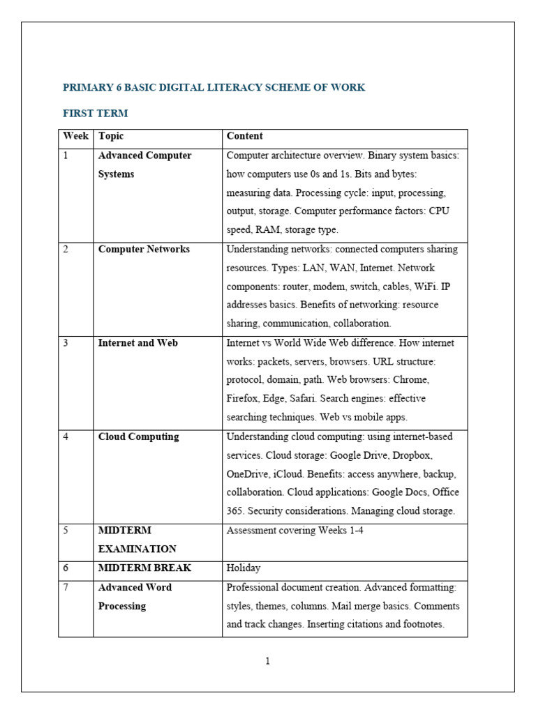 Primary 6 Digital Literacy Lesson Notes | PDF | Computer Network ...