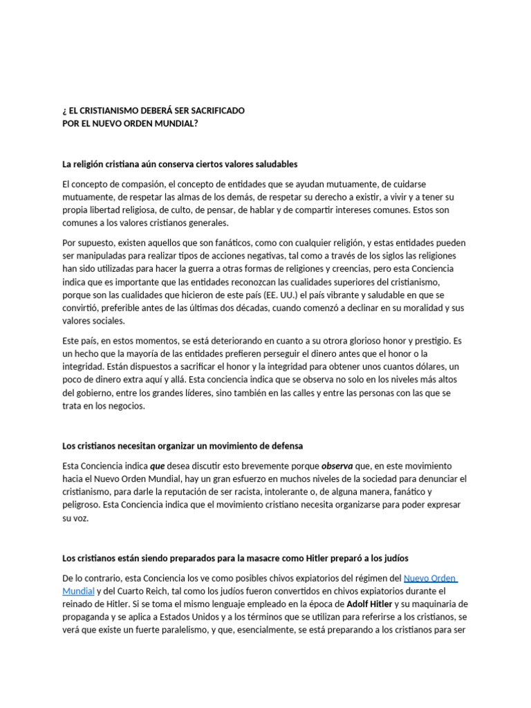 EL CRISTIANISMO DEBERÁ SER SACRIFICADO | PDF | satanismo | Adolf Hitler