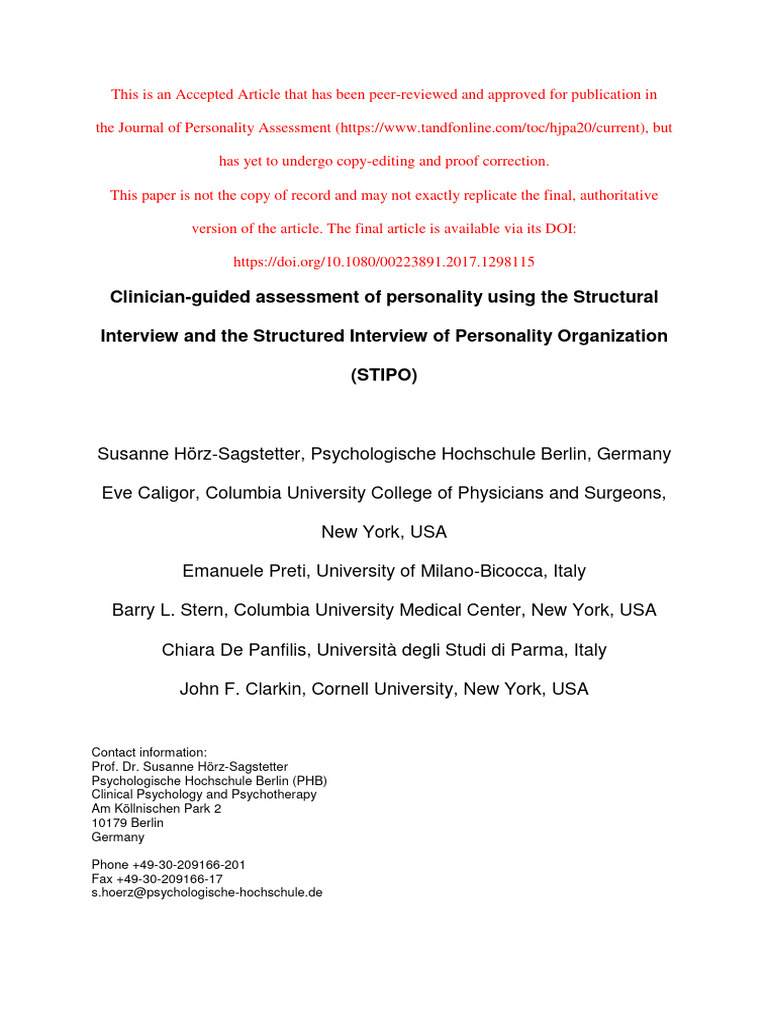 Clinician-Guided Assessment of Personality Using The Structural ...