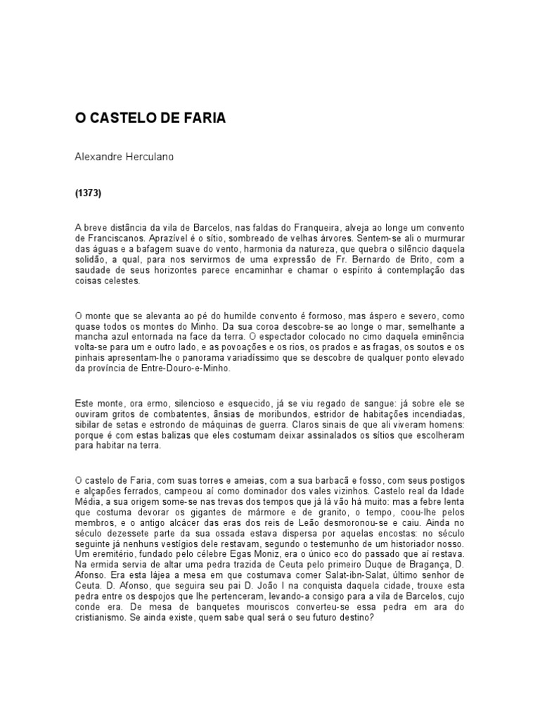 O Castelo de Faria: História e Glória | PDF
