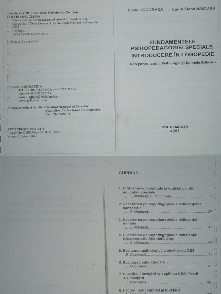 Elena Cocorada Laura Elena Nastase Fundamentele Psihopedagogiei ...