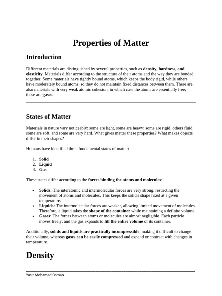 2-Properties of Matter | PDF | Gases | Density