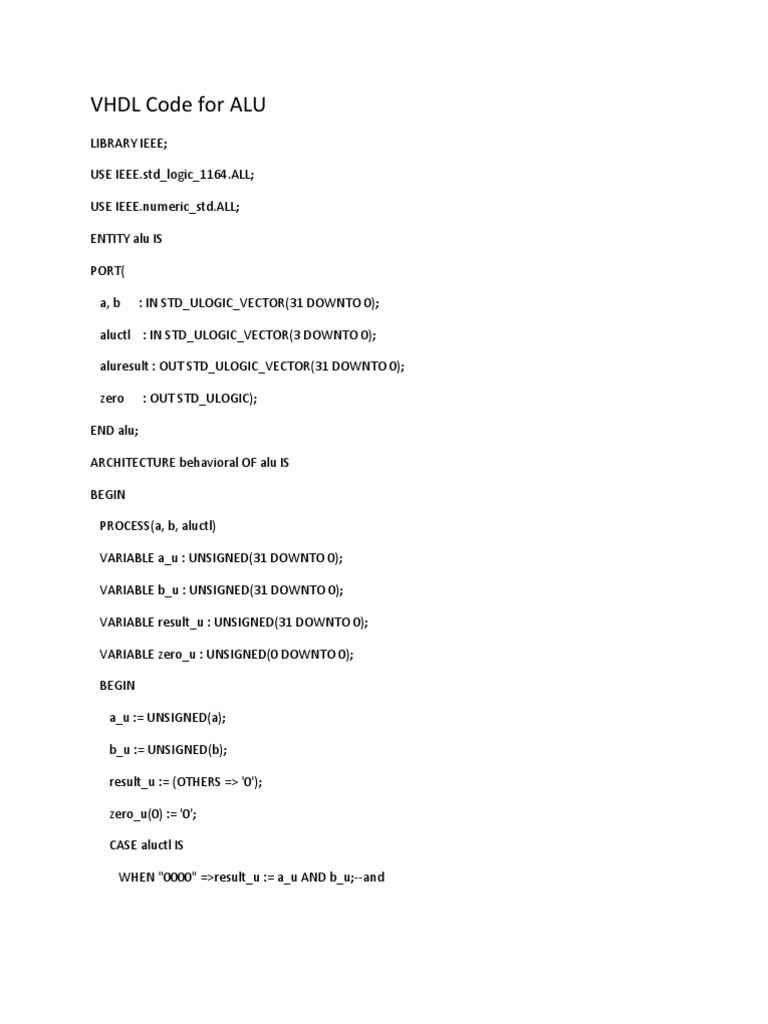 VHDL Codes For Mips Instructions LW, SW, Beq, Bne, J, Jal, Lui, Add ...