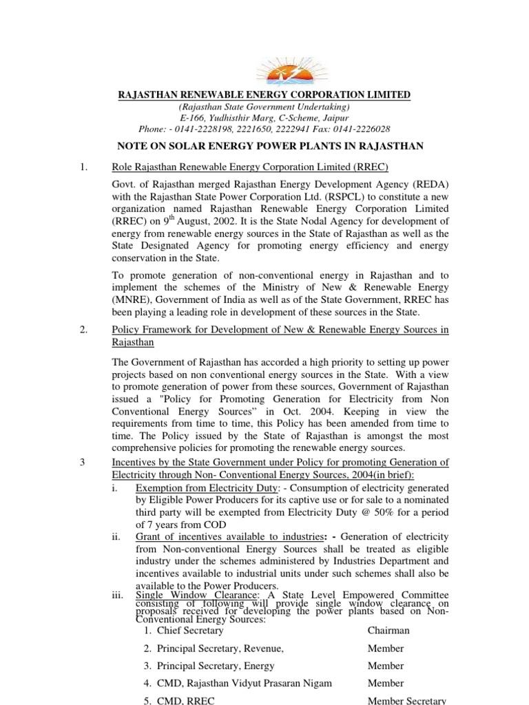 Note on Solar Energy | Solar Power | Solar Energy