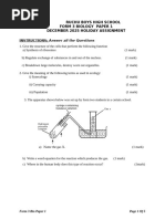 S1 Biology Examination 2025 Guide | PDF | Cell (Biology) | Respiratory ...