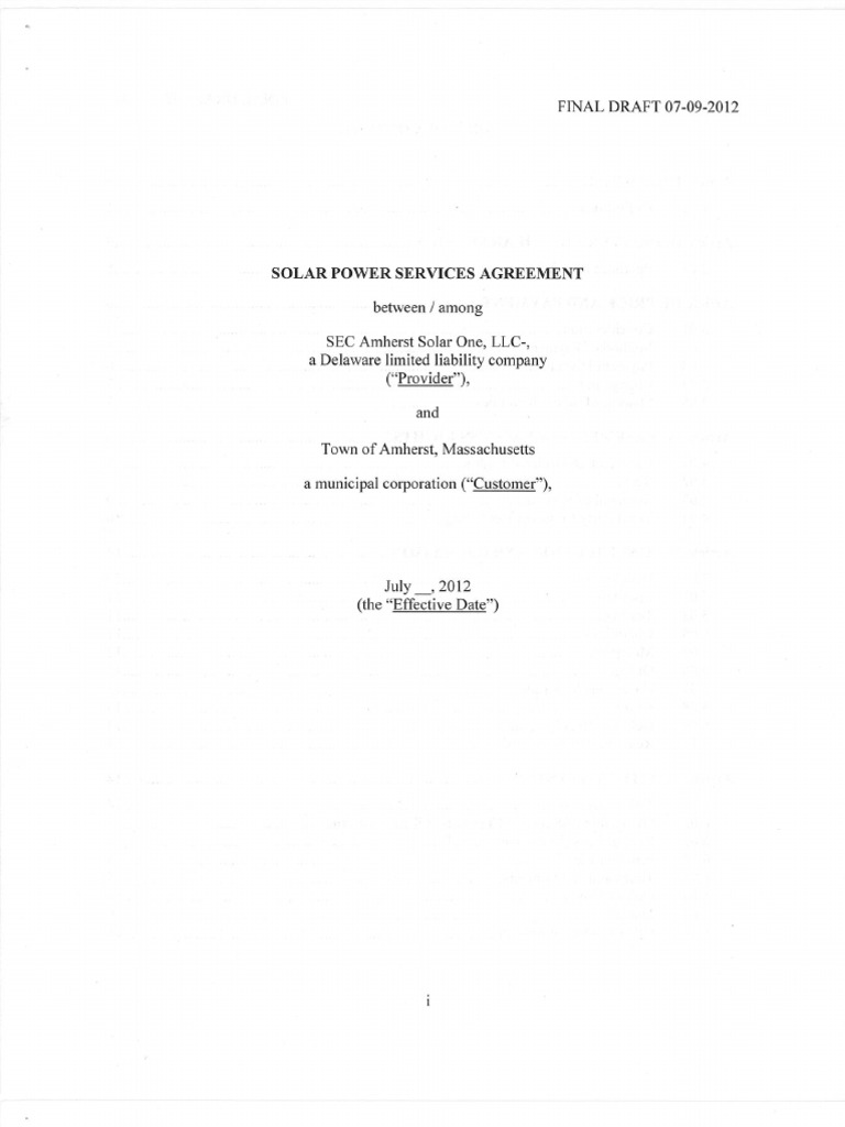 Amherst Solar Power Agreement | PDF