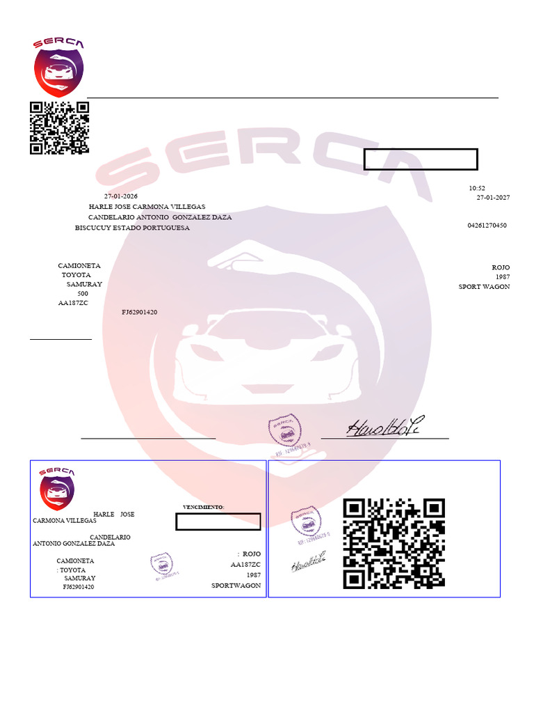 Contrato RCV 87733 | PDF | Vehículos | Industria automotriz