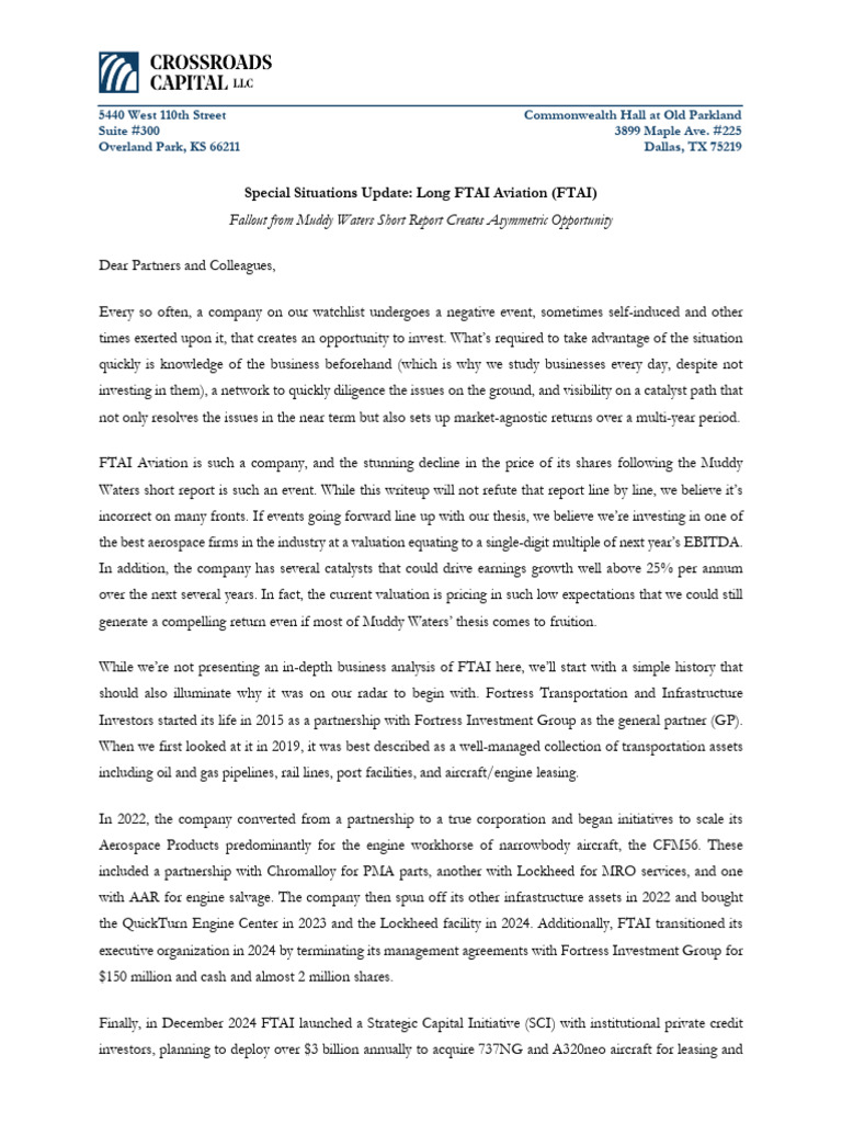 Special Situations Update - Long FTAI Aviation (FTAI) | PDF | Investing ...