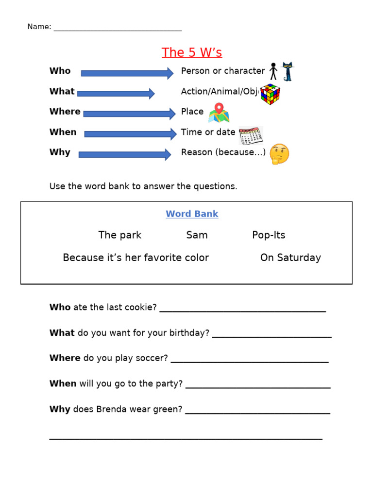 The 5 W'S: Who What Where When Why | PDF