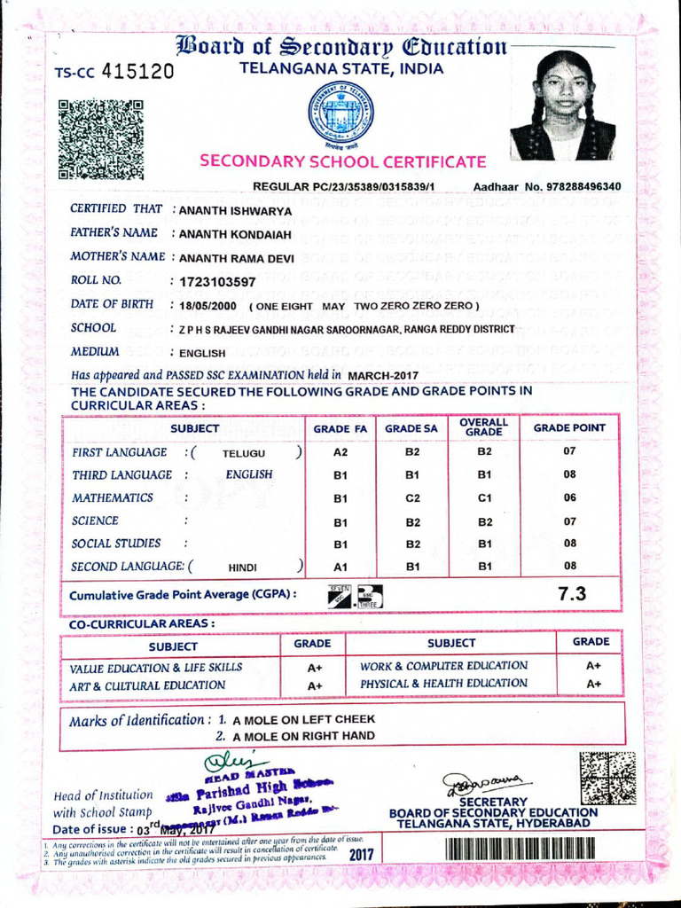 10th Marks Sheet | PDF