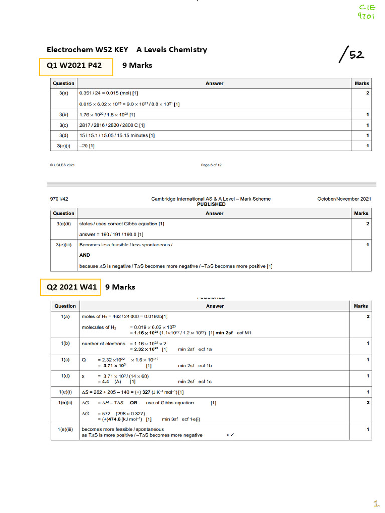 Electrochem WS2 KEY | PDF