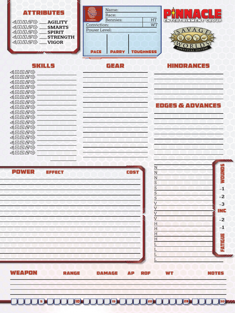 SWADE Super Powers Companion Character Sheet | PDF