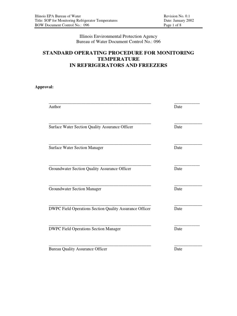 Refrigerator Temp Sop | PDF | Refrigerator | Thermometer
