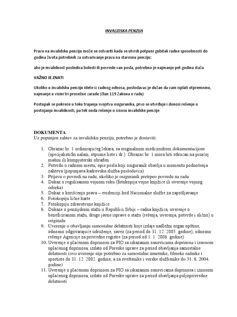 Invalidska Penzija | PDF
