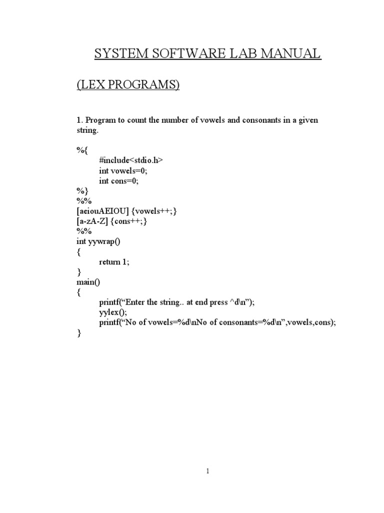 System Software Lab Manual | PDF | Computer Engineering | Software Development