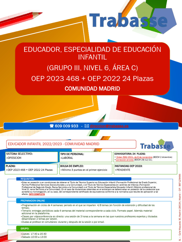 Educador Infantil Comunidad Madrid Oep 20222023 1 | PDF | Educación de ...