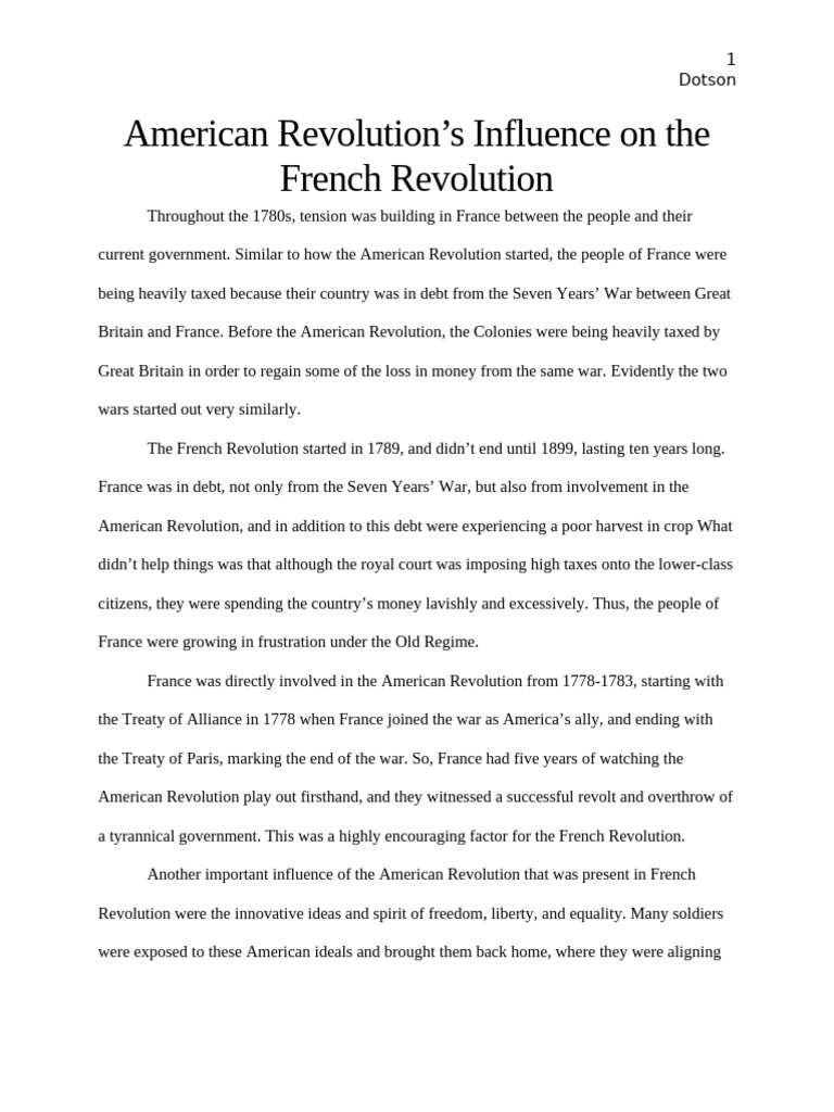 American Revolution's Influence On The French Revolution | PDF ...