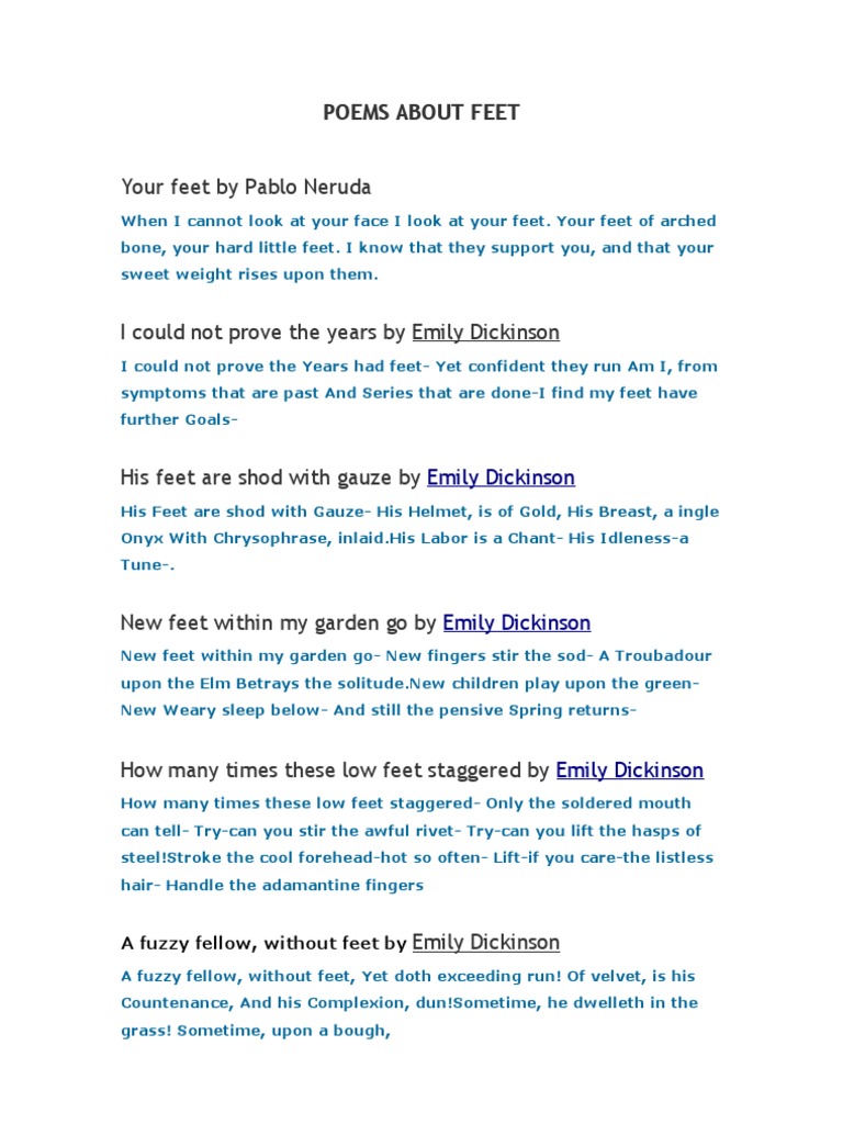 Poems About Feet | PDF | Phonaesthetics | Rhythm And Meter