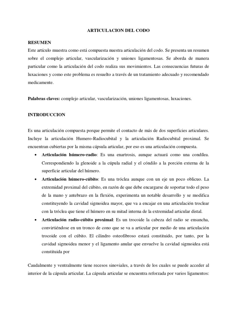 Articulacion Del Codo | PDF | Codo | Ciencia de la danza