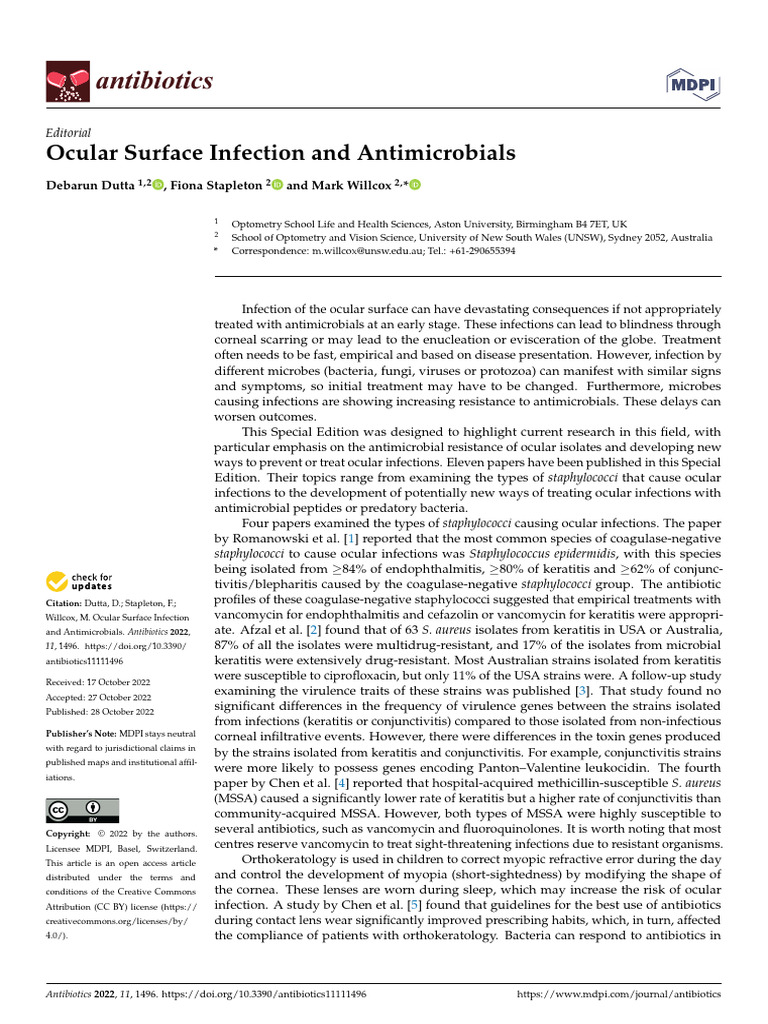 Antibiotics: Ocular Surface Infection and Antimicrobials | PDF ...