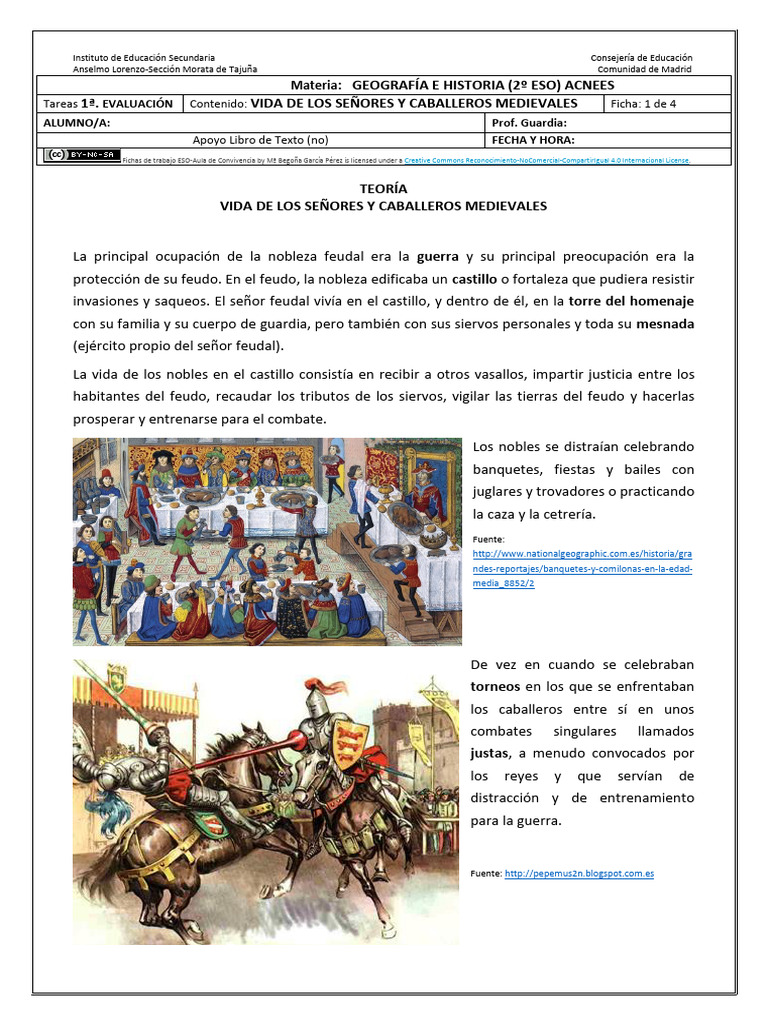 Vida Señores y Caballeros Medievales | PDF | Feudalismo | Edades medias