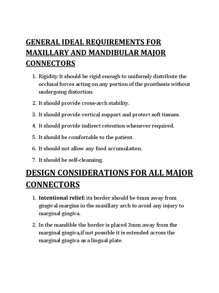 Major Connectors | PDF | Dentures | Anatomical Terms Of Location