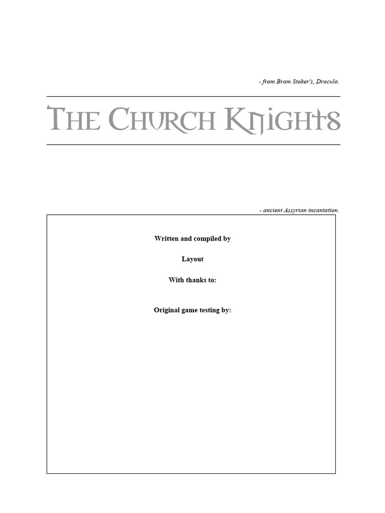 The Church Knights Corebook | PDF | Knights Templar