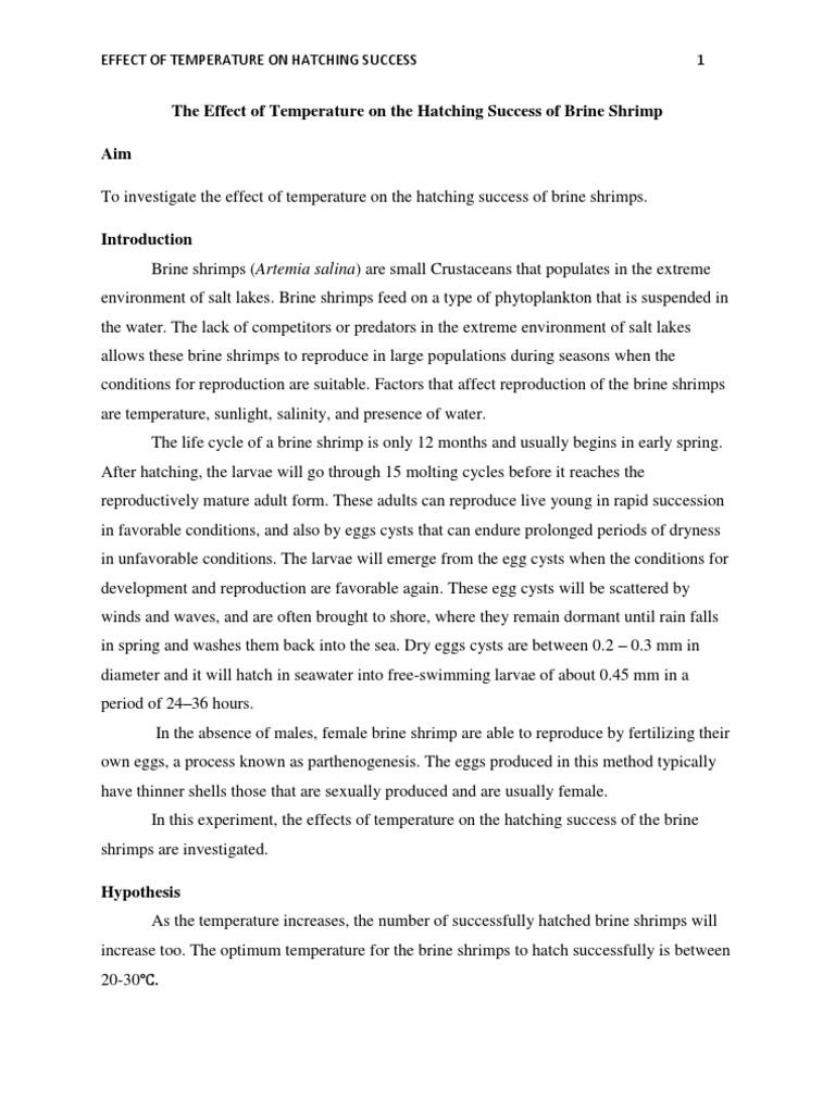 Temperature's Impact on Brine Shrimp Hatching | PDF | Nature
