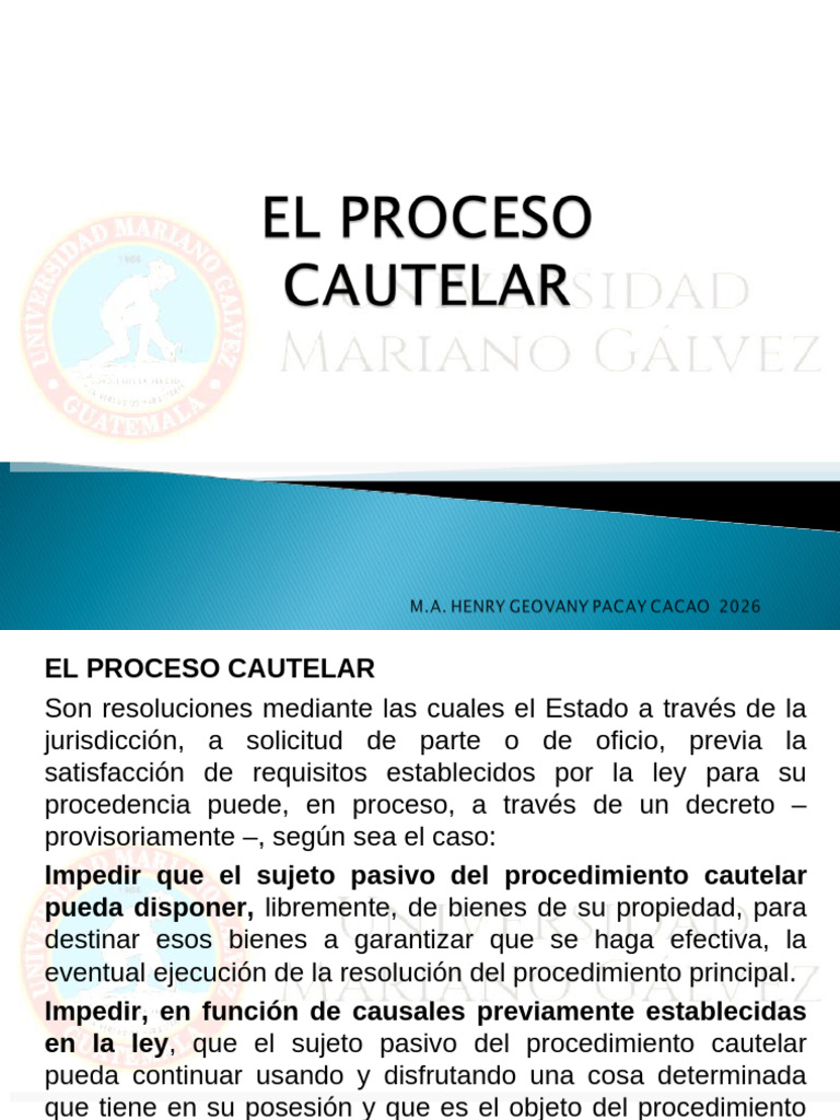 I. Modulo I El Proceso Cautelar 2026 | PDF | Mandato | Ley procesal