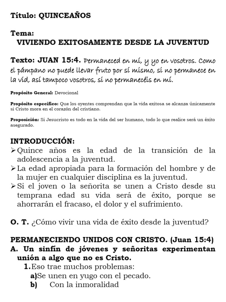 Viviendo Exitosamente Desde La Juventud.. | PDF | eucaristía | Cristo ...