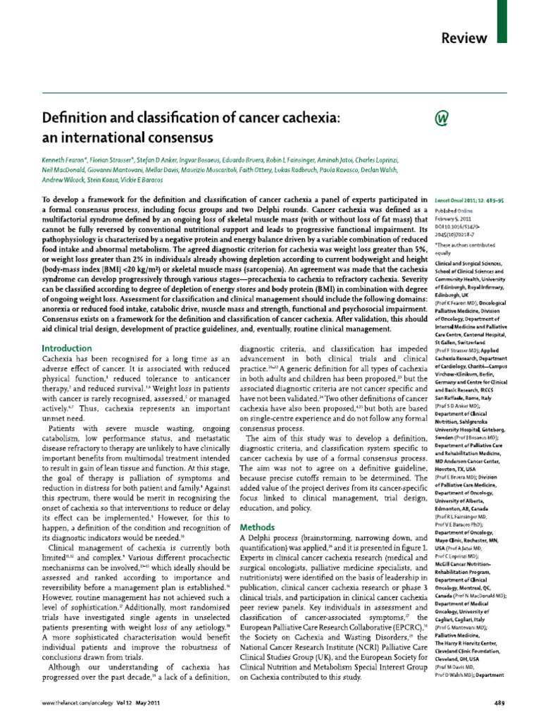 Caquexia y Cancerr | PDF