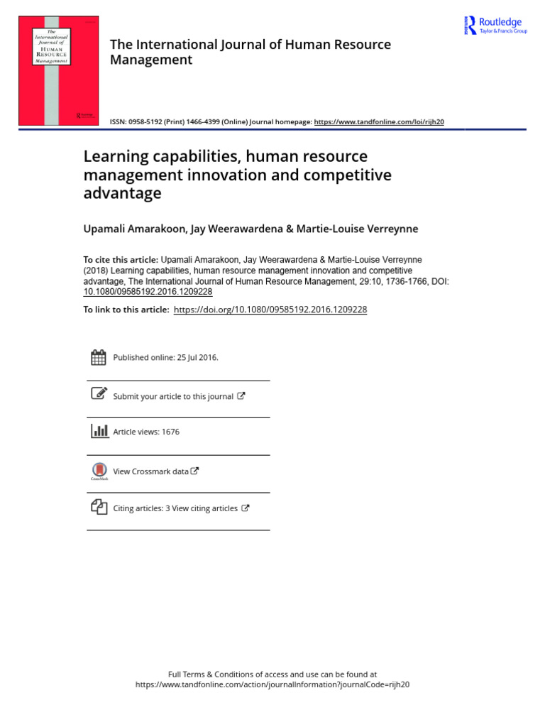 Learning Capabilities, Human Resource Management Innovation and ...