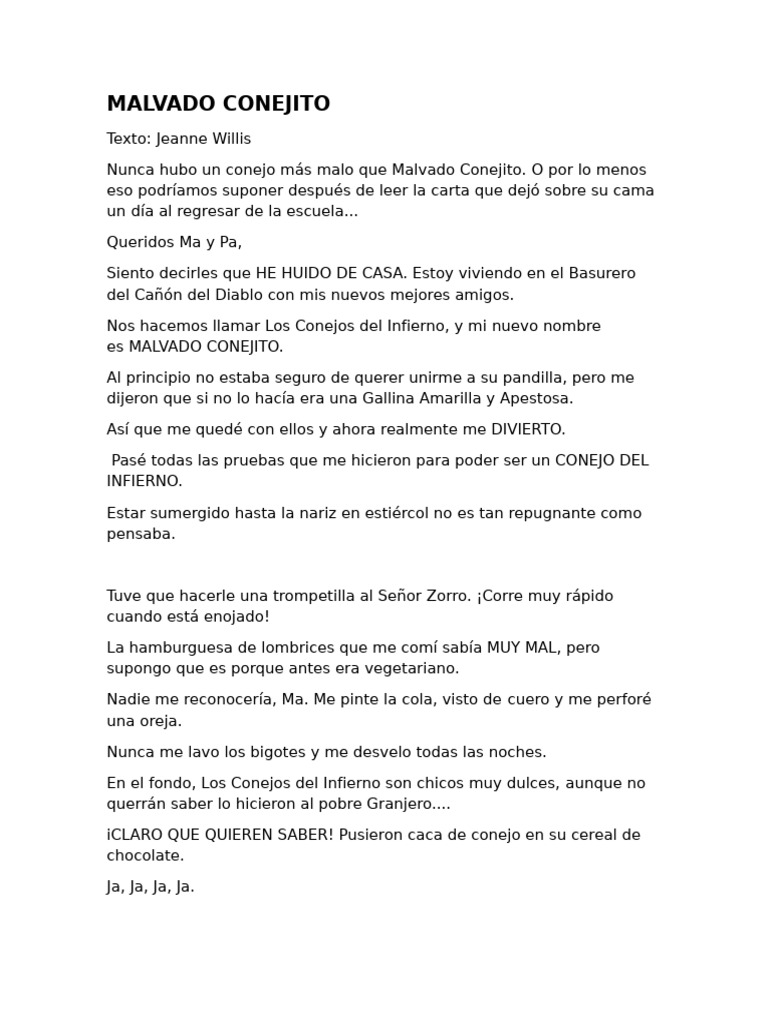 Cuento Malvado Conejito | PDF