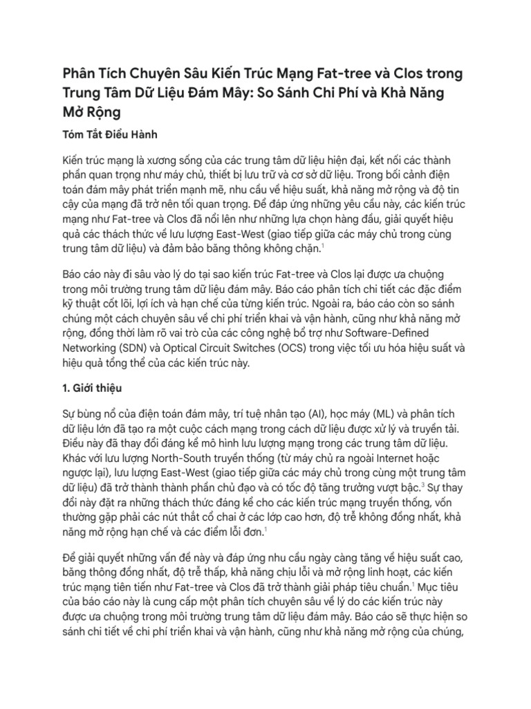 Kiến Trúc Fat-tree, Clos - So Sánh | PDF