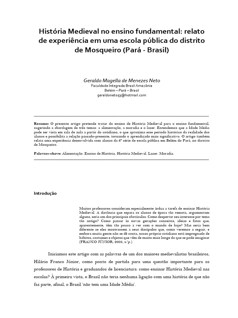 MENEZES NETO Geraldo Magella de Historia | PDF | Idade Média | Castelo
