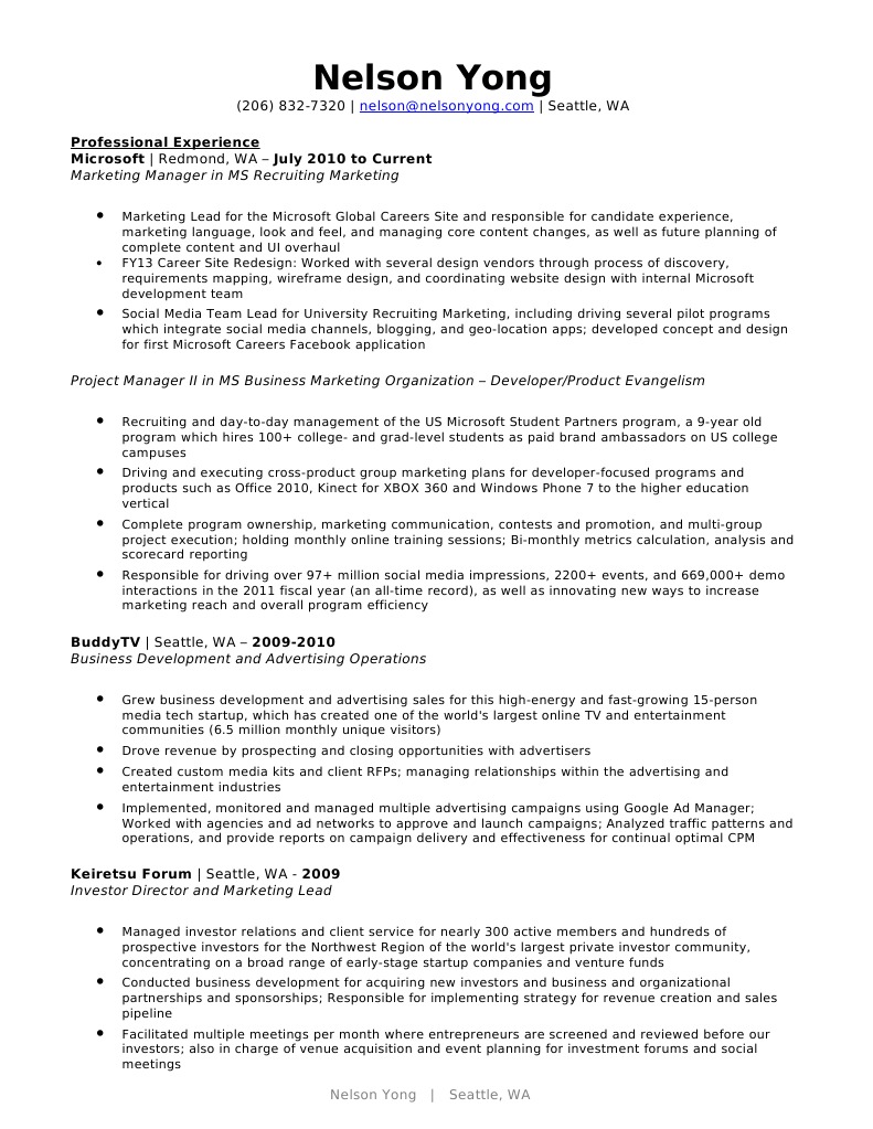 Nelson Yong - Resume 2012 | PDF | Microsoft | Advertising