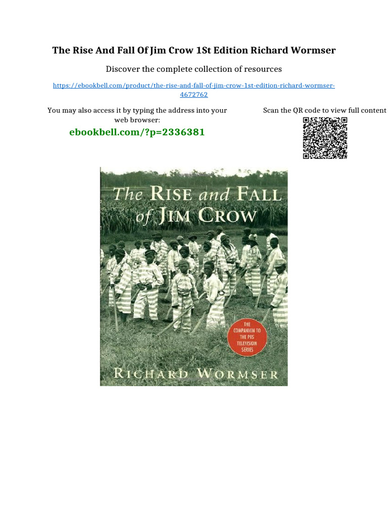 The Rise and Fall of Jim Crow 1st Edition Richard Wormser Available Any ...