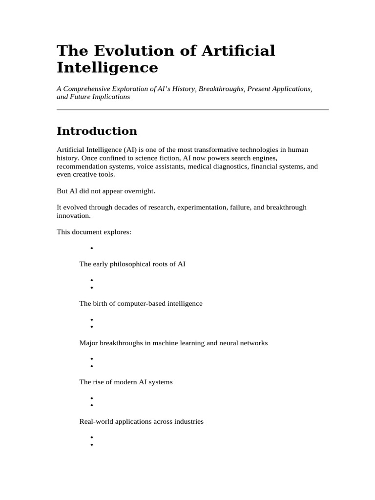 The Evolution of Artificial Intelligence | PDF | Artificial ...