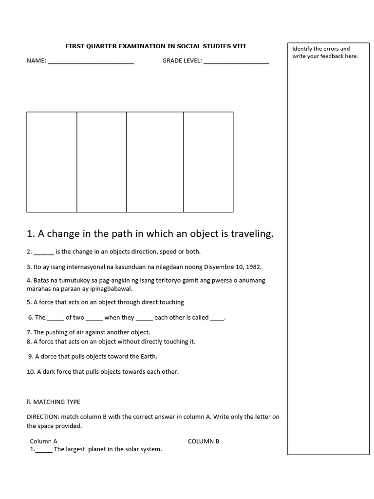 Assessment in Learning 1 Unit 3 Activity | PDF | Force | Gases