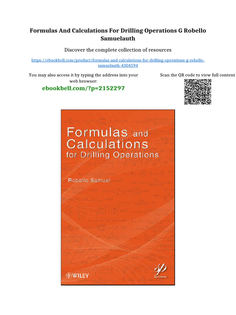 Formulas and Calculations For Drilling Operations G Robello Samuelauth ...