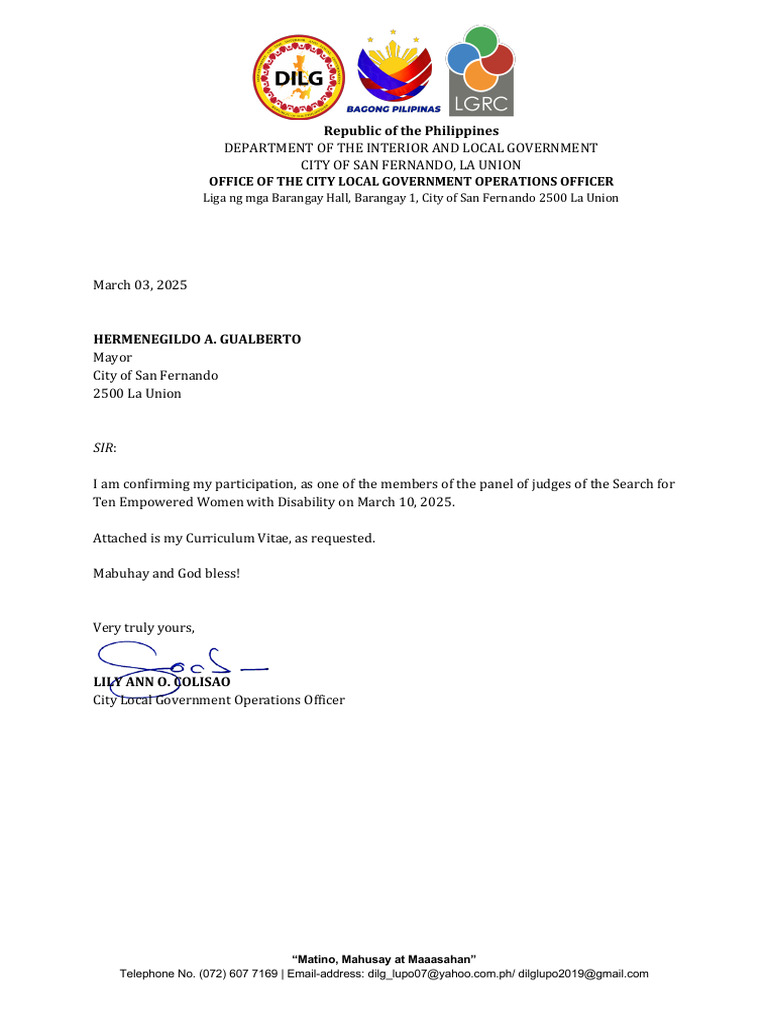 March 12025 - Letter of Acceptance - As Member of The Panel of Judges ...